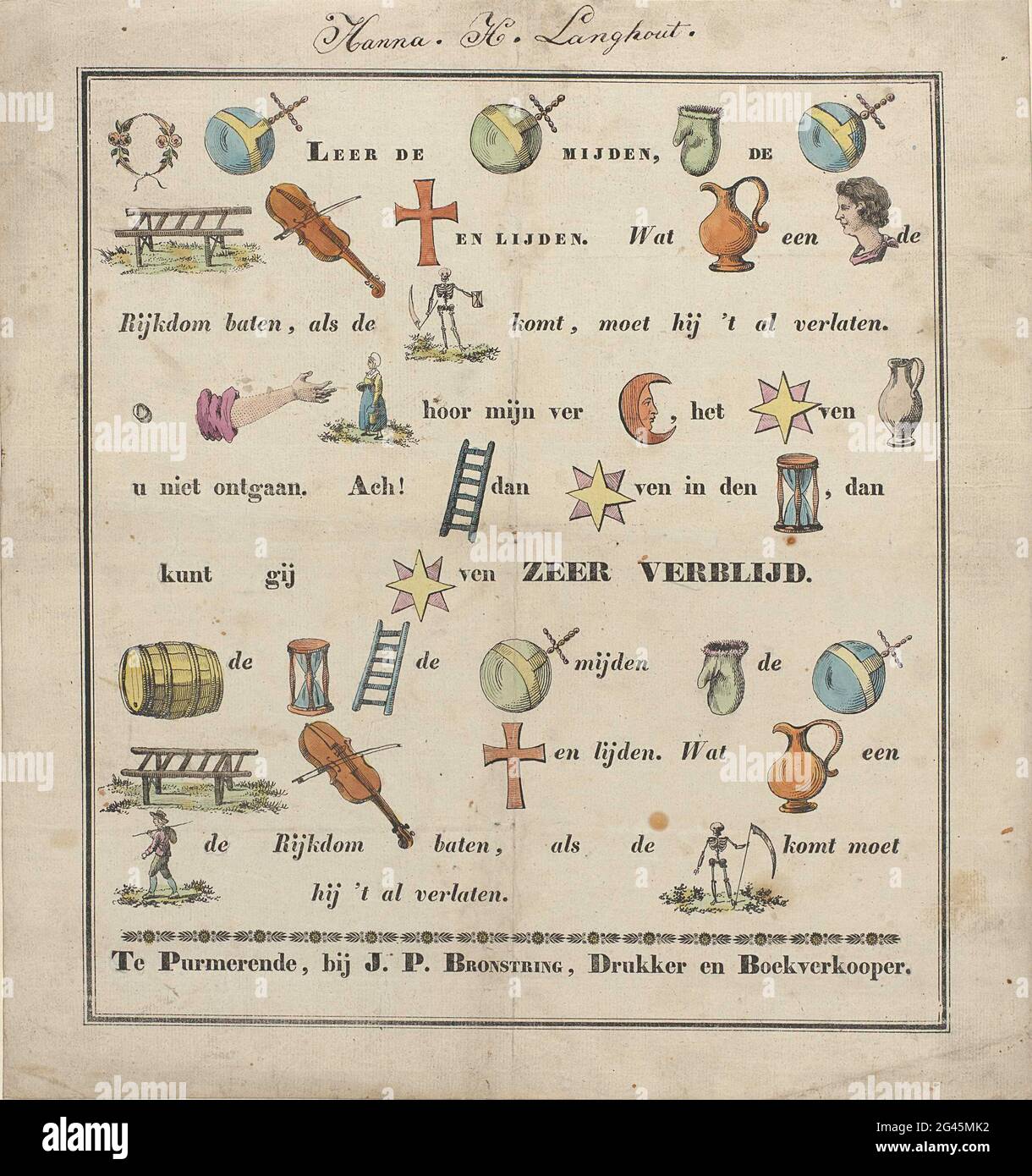 Rebus. Leaf with a rebus, with 33 illustrations that replace words or ...