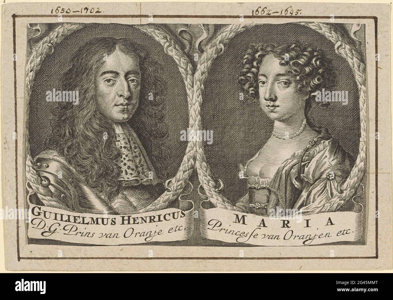 Portraits of Willem III, Prince of Orange, and Maria II Stuart ...
