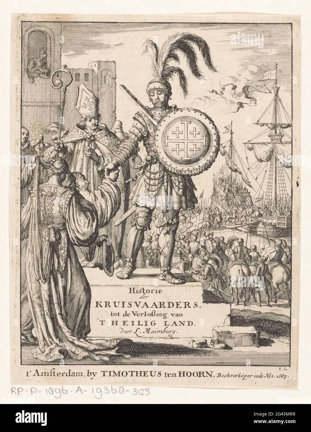 Knight with Jerusalem coat of arms; Title page for: Louis Maimbourg ...