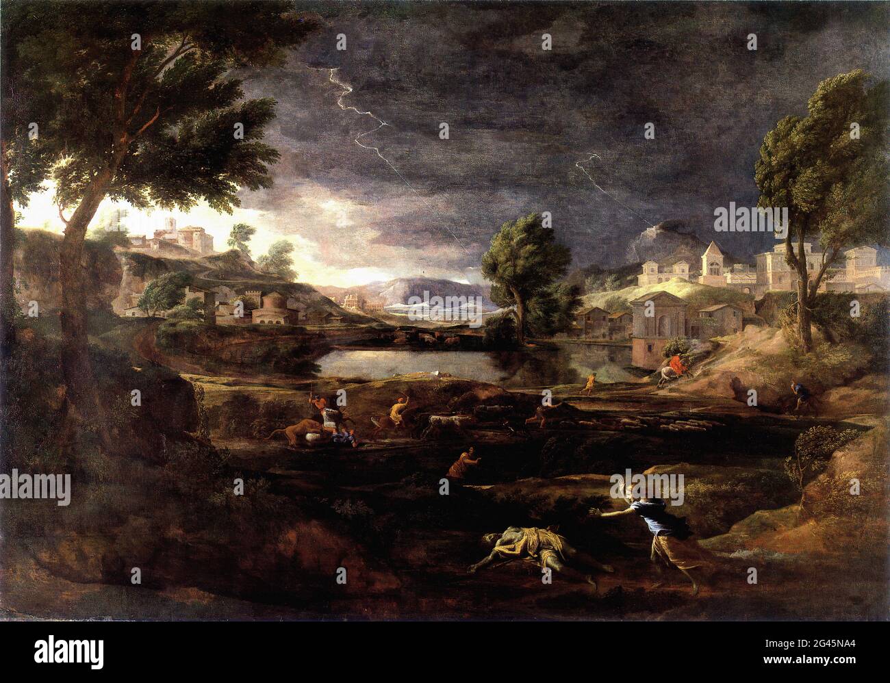 Nicolas Poussin - Stormy Landscape with Pyramus Thisbe 1651 Stock Photo ...