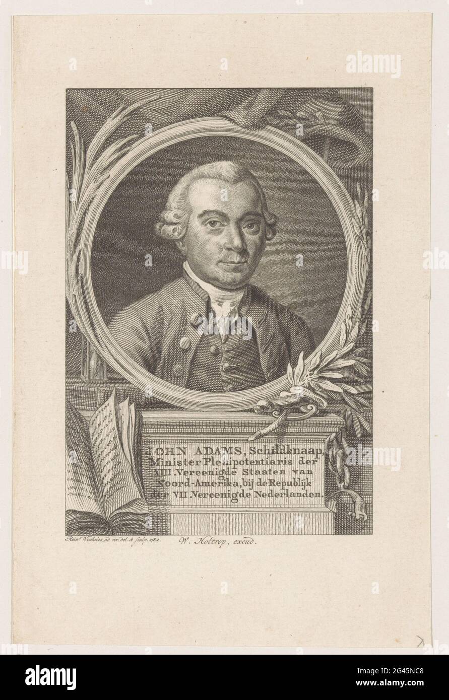Portrait of John Adams. Portrait of John Adams in a circular picture ...