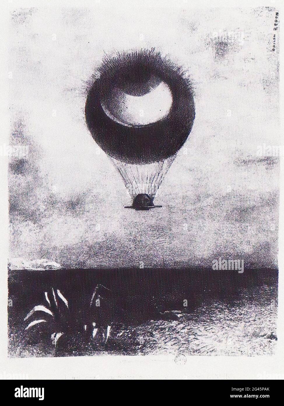 Odilon Redon - Eye like Strange Balloon Goes Infinity 1882 Stock Photo ...