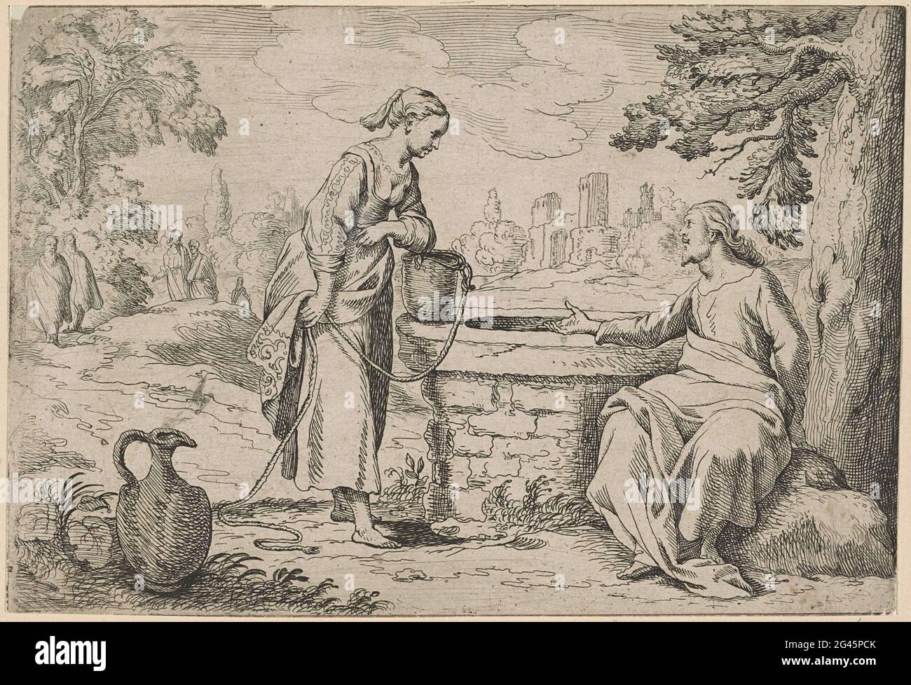 Christ and the Samaritan woman. Christ talks to a well with a Samaritan ...