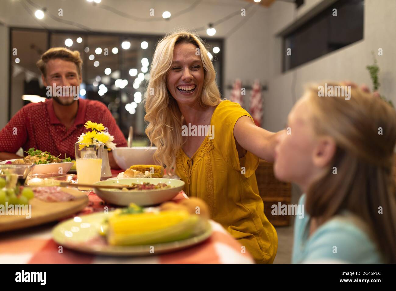 Multi-generation Caucasian family during a dinner Stock Photo - Alamy