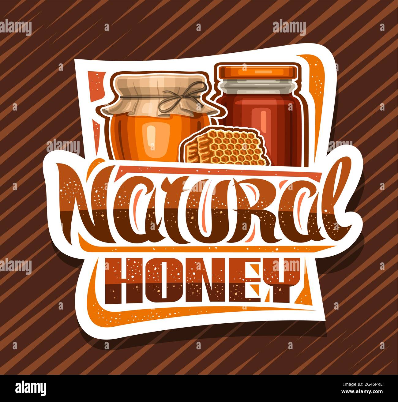Vector logo for Natural Honey, decorative cut paper sign board with ...
