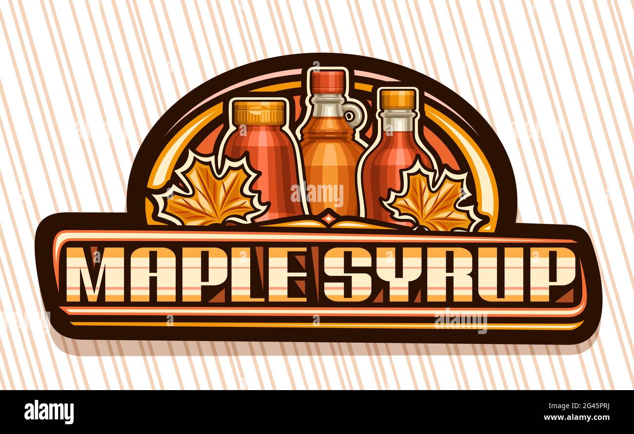 Vector logo for Maple Syrup, black decorative sign board with ...