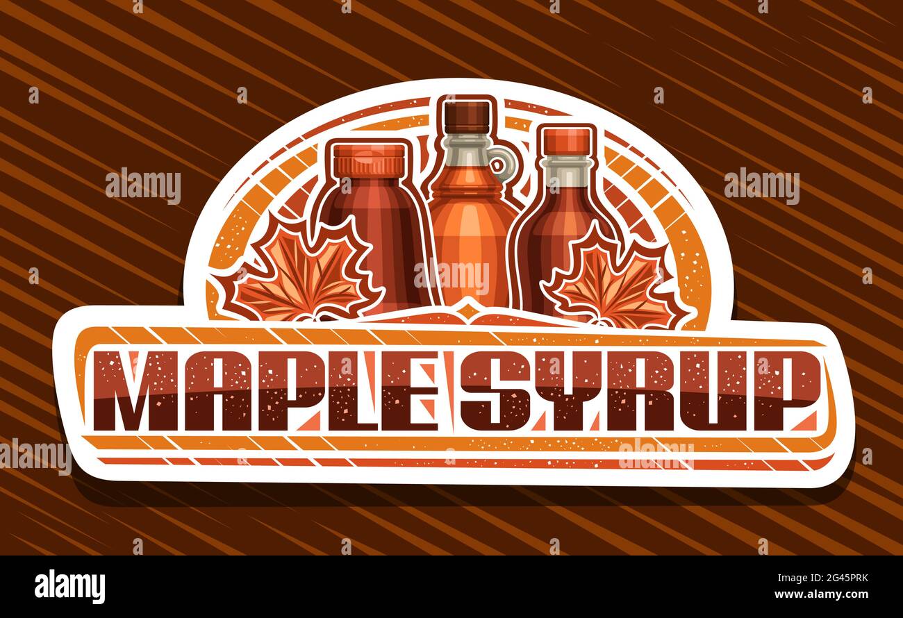 Vector logo for Maple Syrup, white decorative sign board with ...