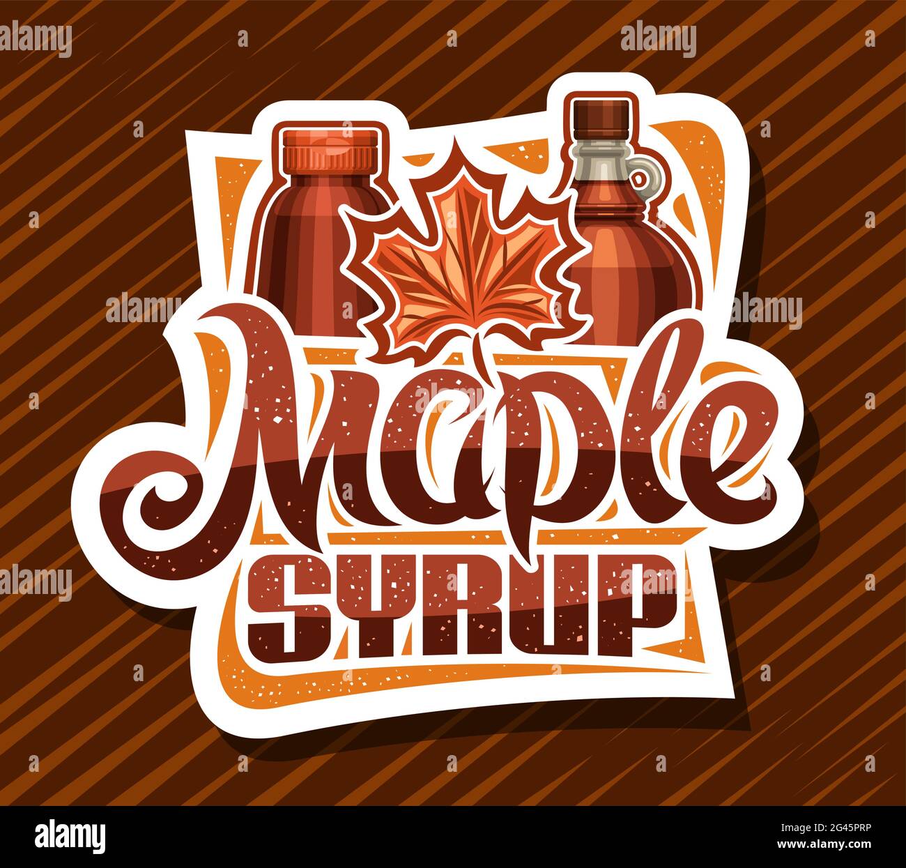 Vector logo for Maple Syrup, decorative cut paper sign board with ...