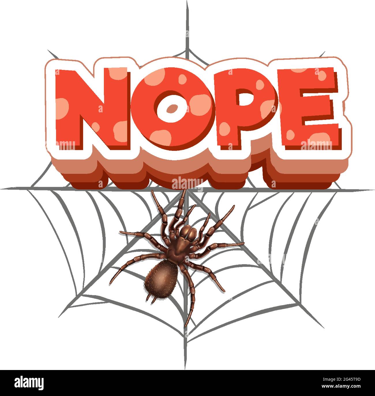Spider cartoon character with Nope font banner isolated illustration ...