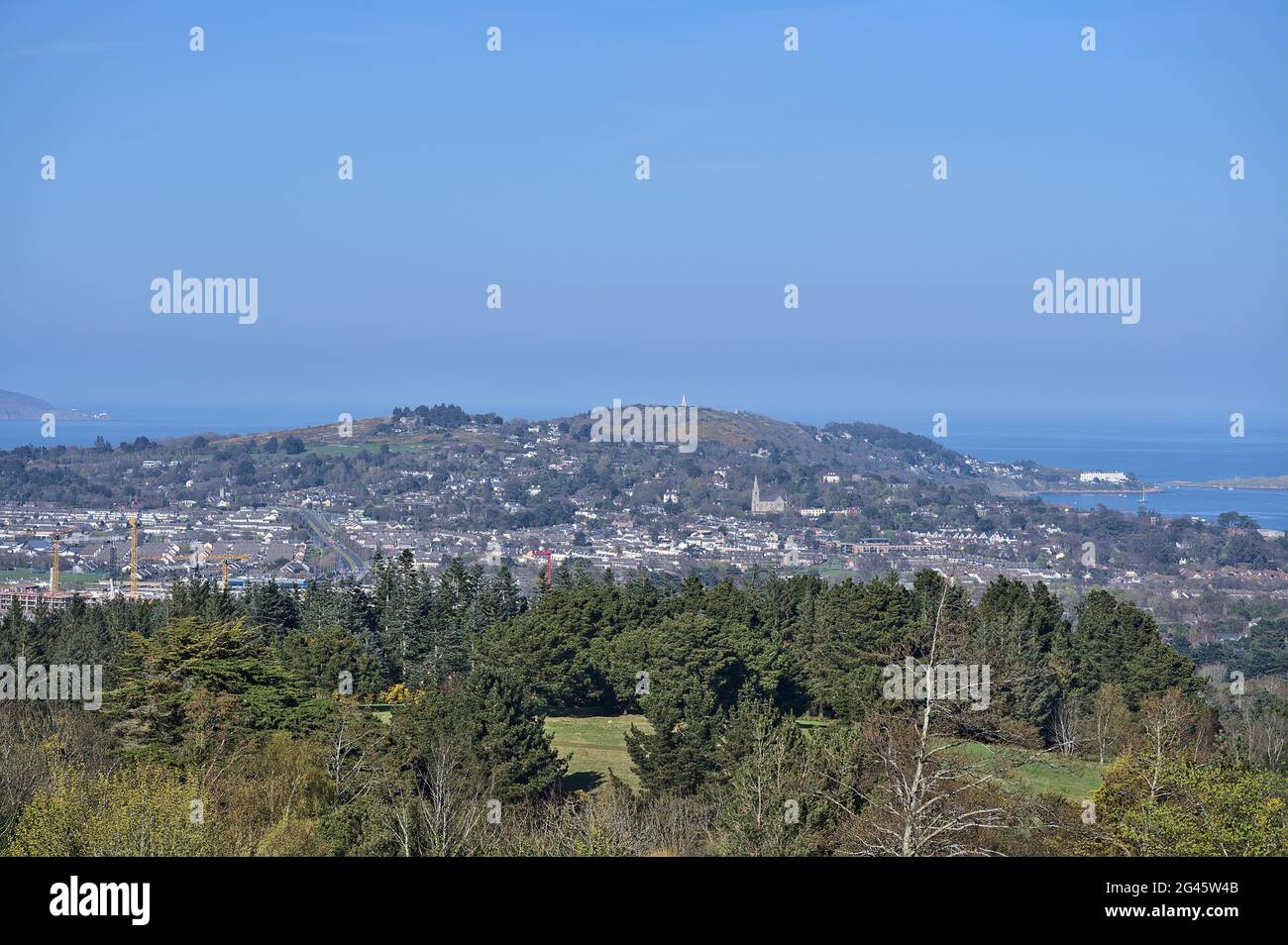 Beautiful bright view of Killiney Hill and part of South Dublin seen ...