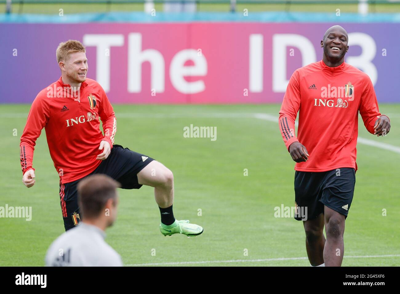 Belgium's Kevin De Bruyne and Belgium's Romelu Lukaku pictured during a ...
