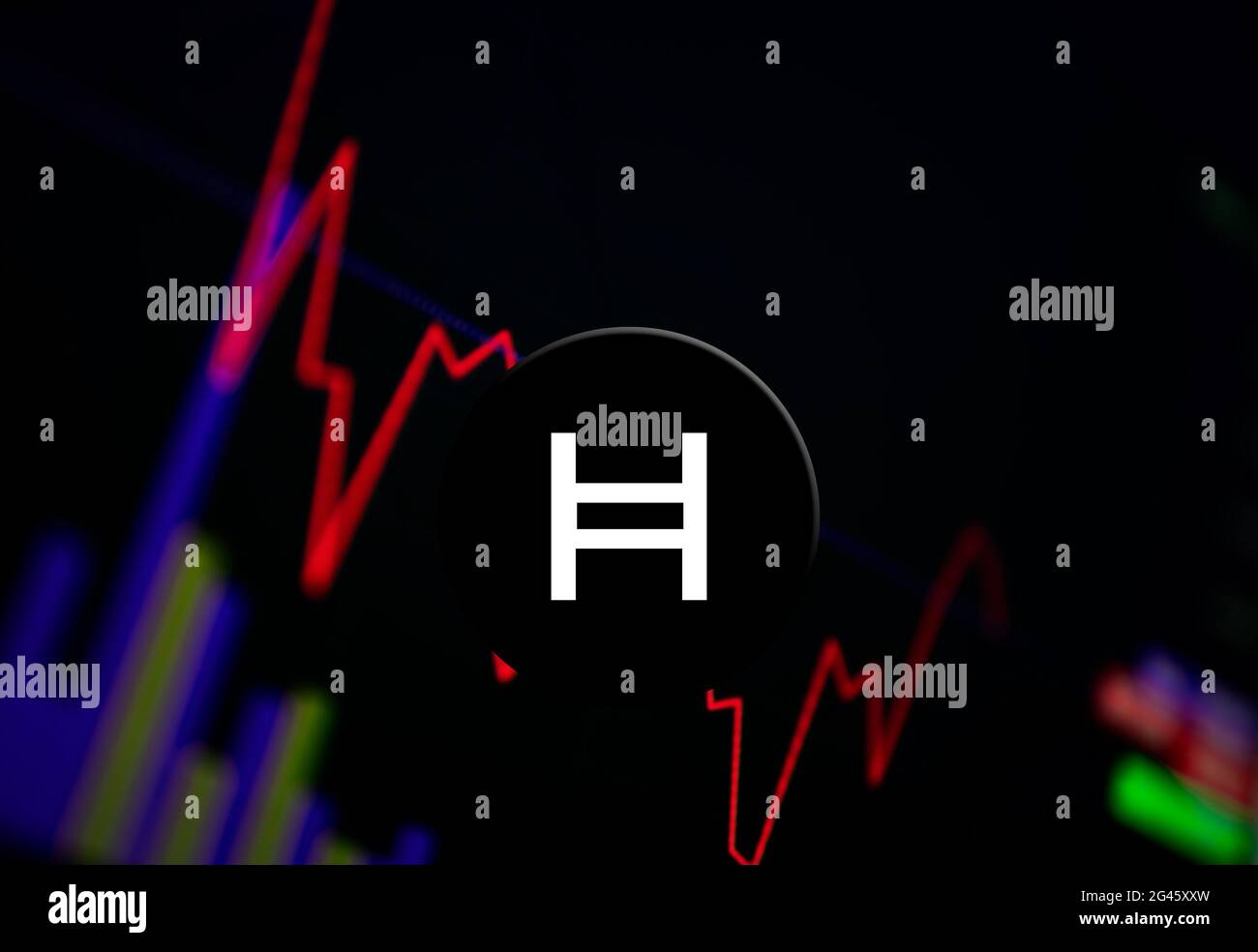 Hedera Hashgraph HBAR Cryptocurrency. coin growth chart on the exchange ...