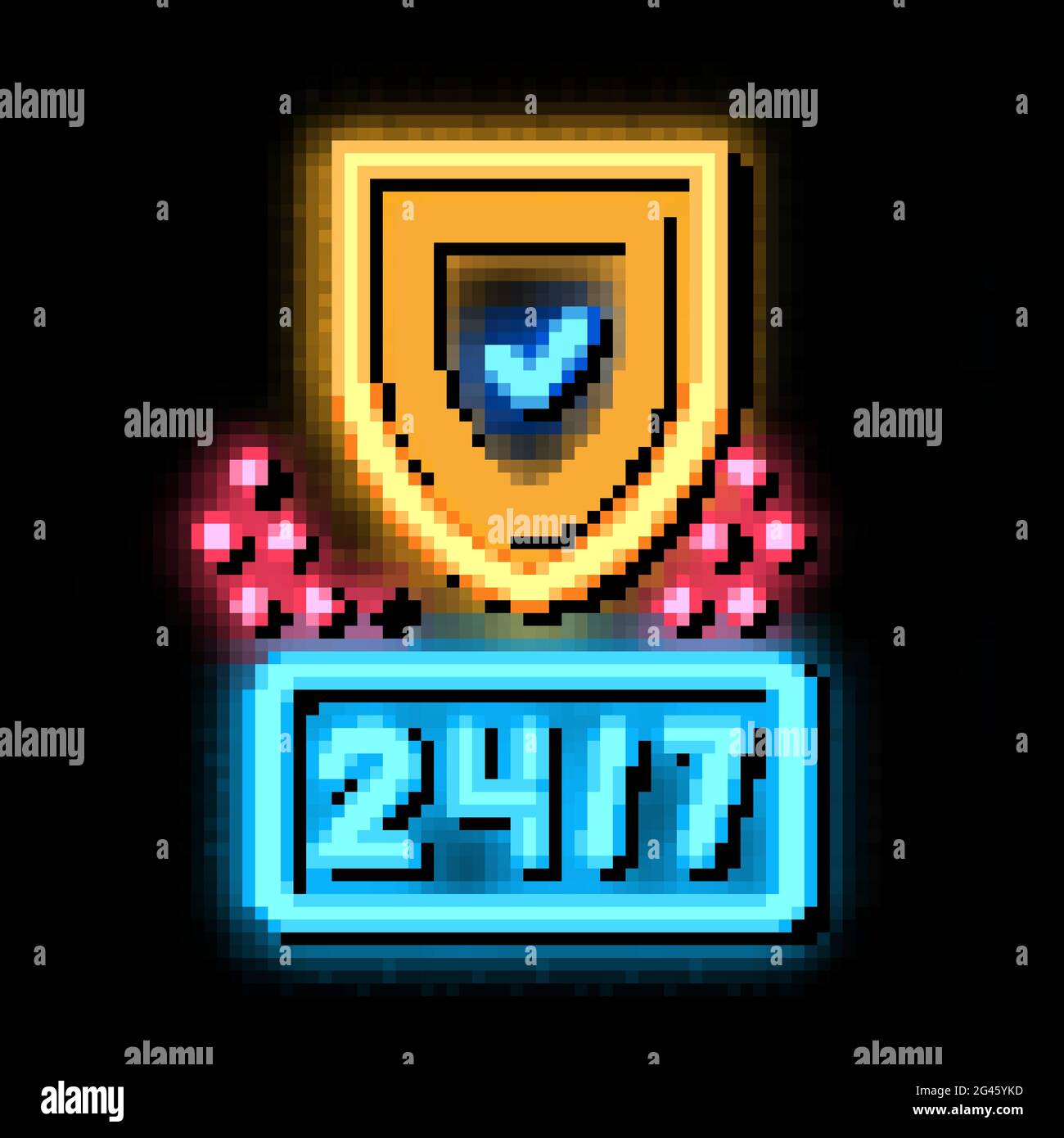 round clock protection neon glow icon illustration Stock Vector Image ...