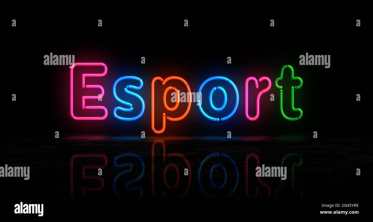 Esport neon symbol. Light color bulbs with retro nightlife city game ...