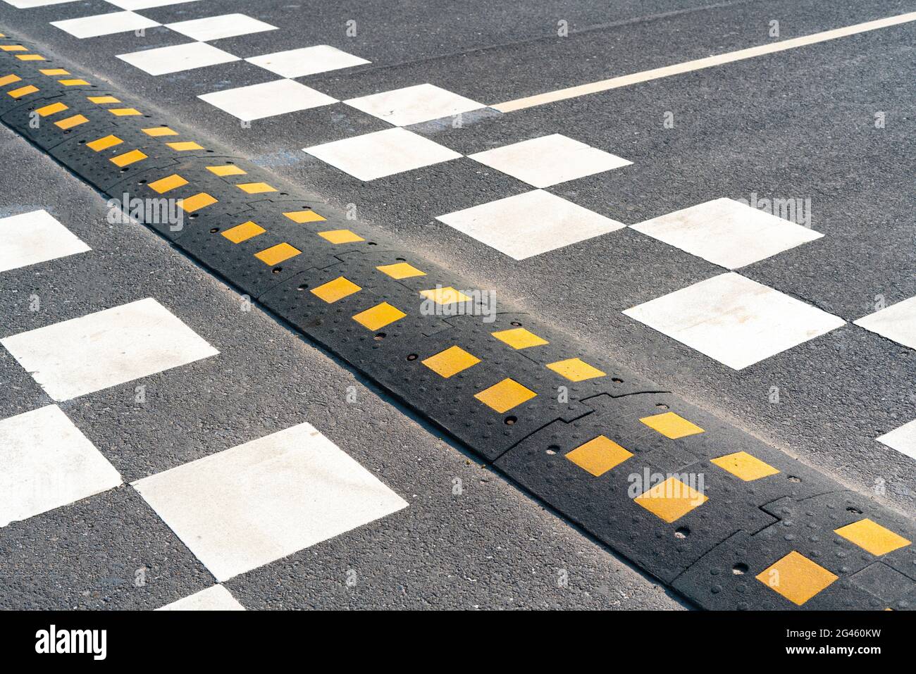 speed bump on the city road. asphalt barrier, safety obstacle Stock ...