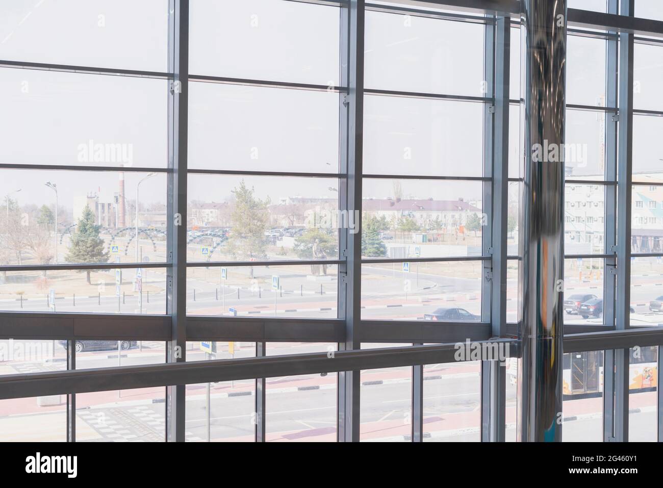 inside building window wall panorama, modern background panorama Stock ...