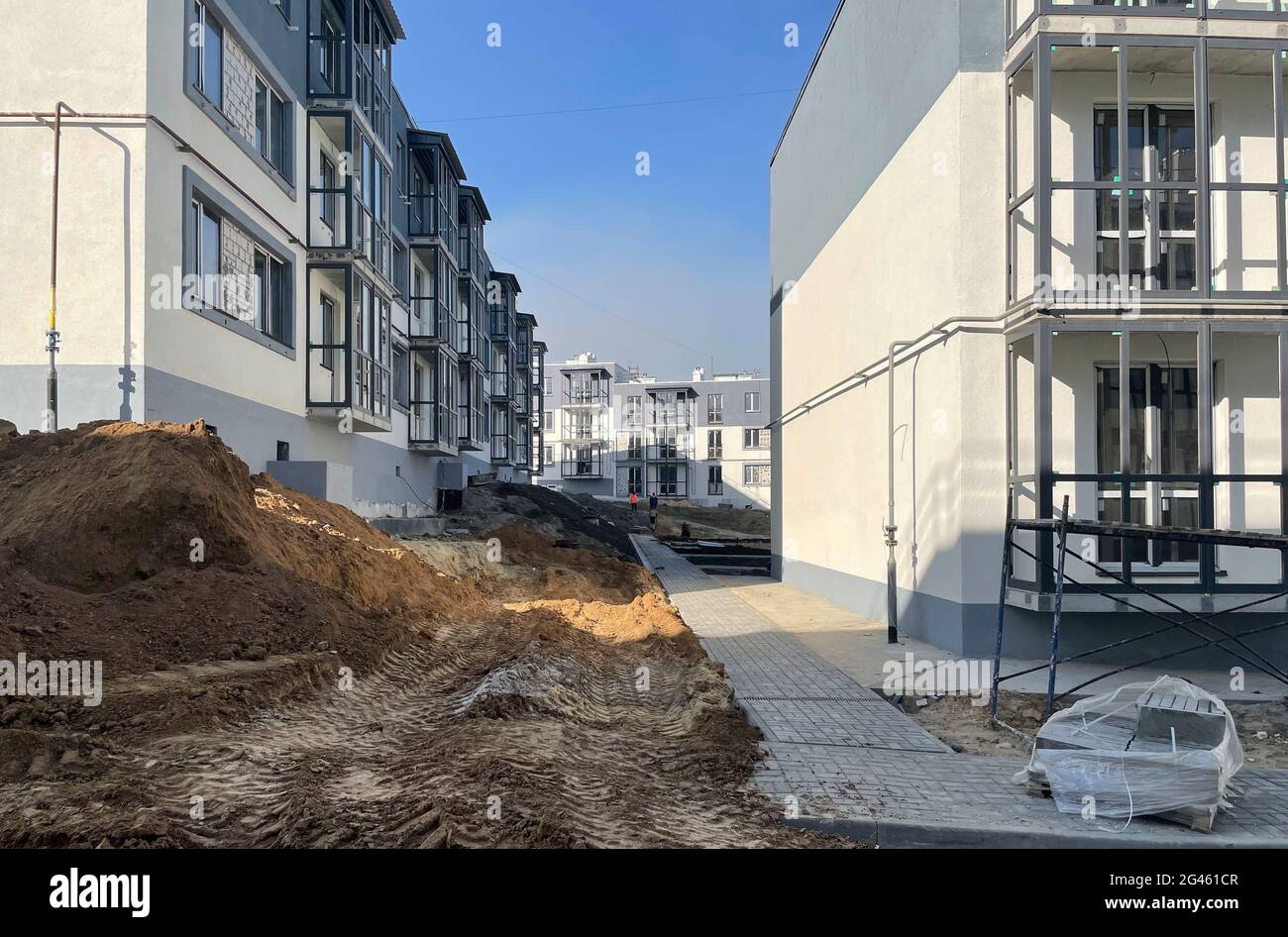 process of building real estate apartment, industrial construction site ...