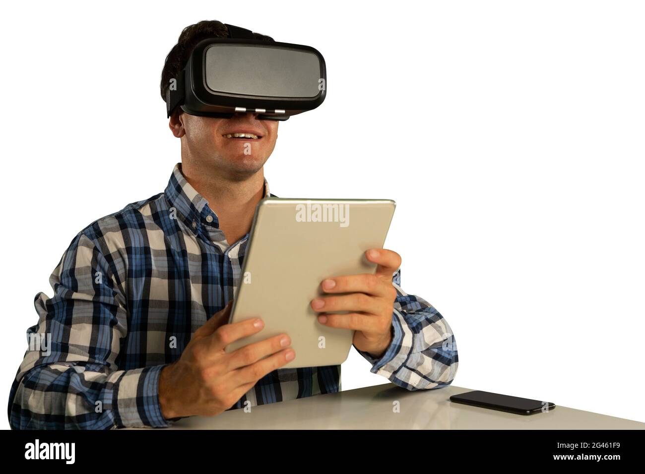Using digital tablet vr goggles hi-res stock photography and images - Alamy