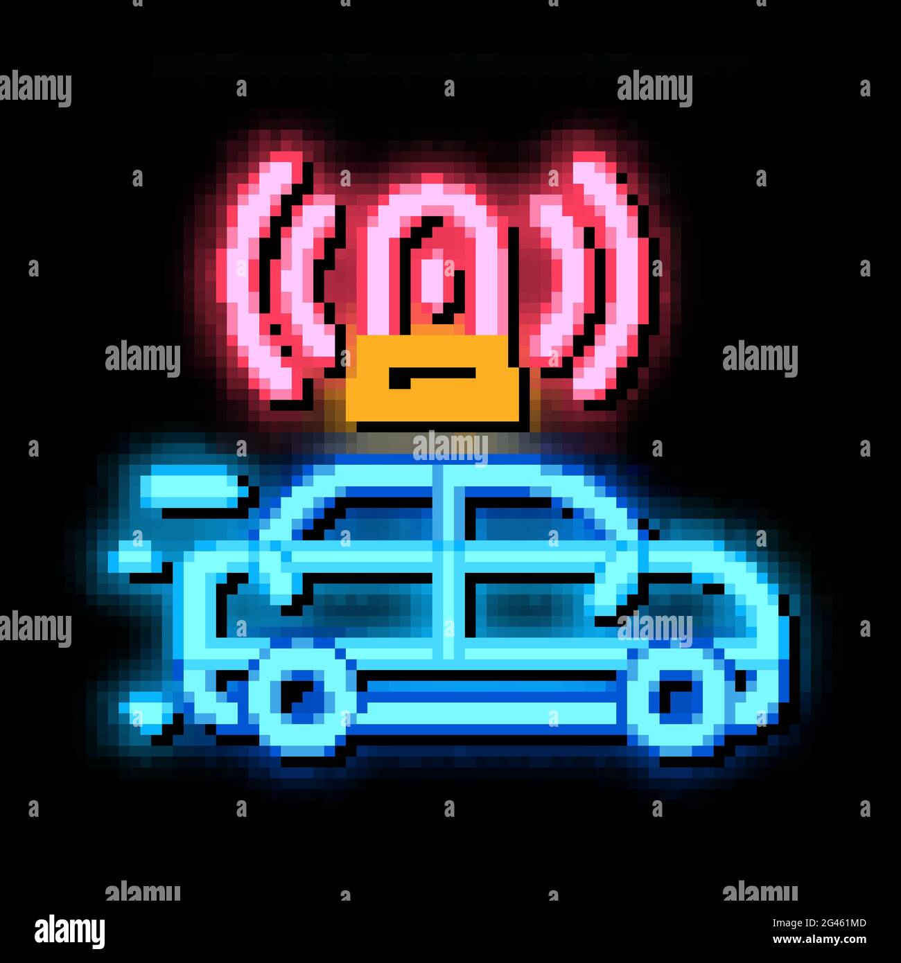 flashing police car neon glow icon illustration Stock Vector Image ...