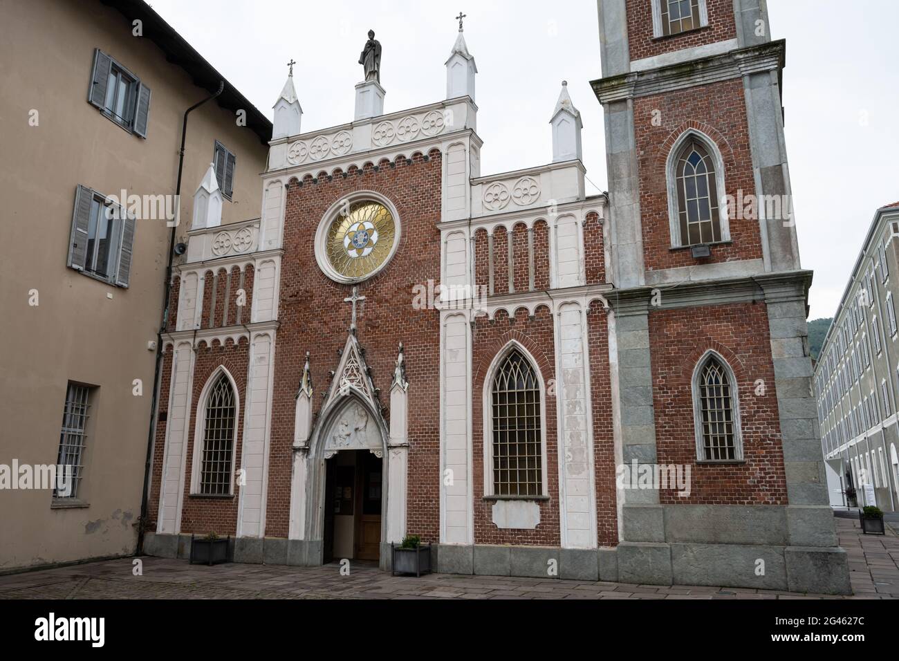 Lanzo-italy-June 2021 The historic center of the characteristic village ...