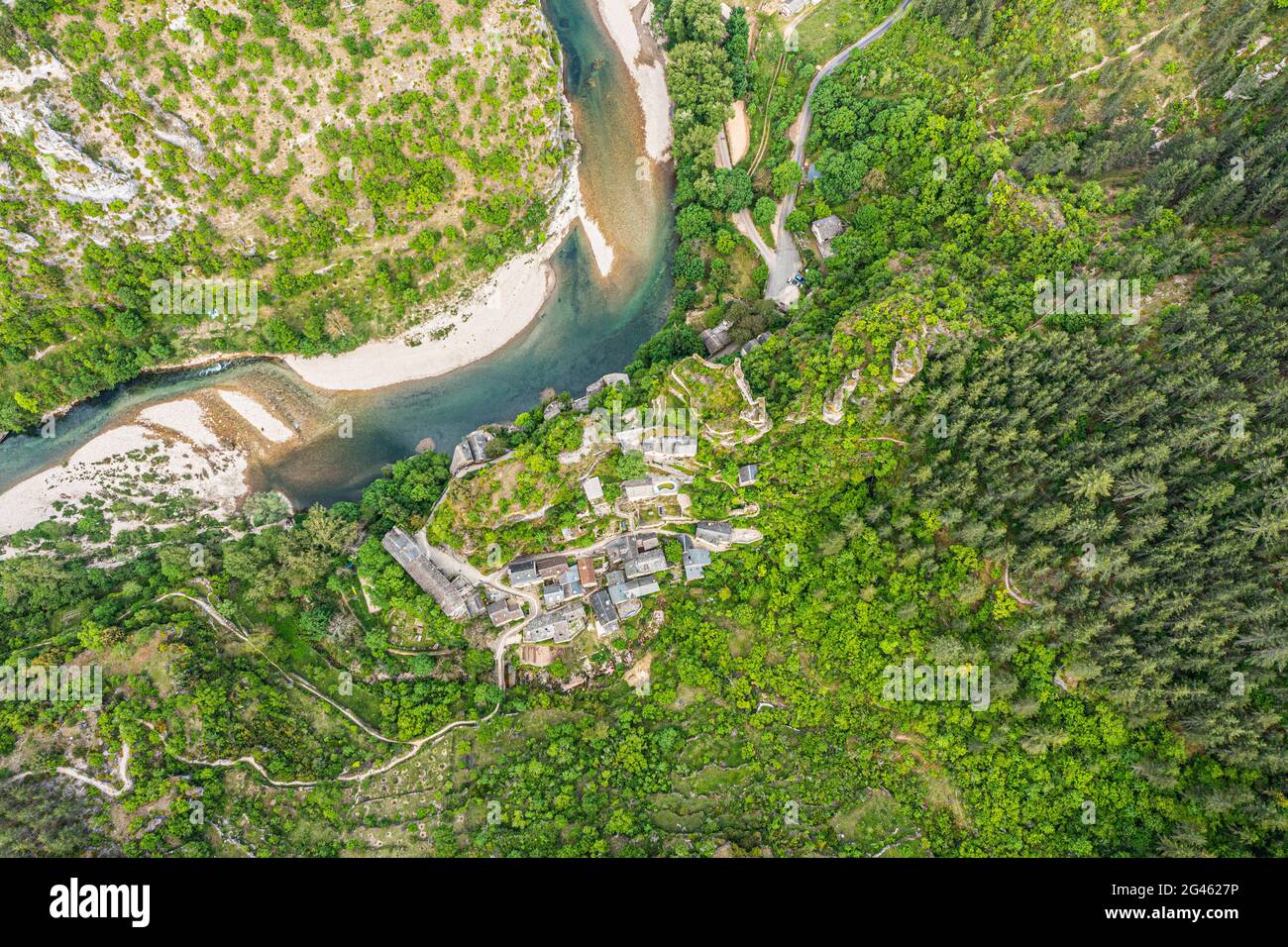 Small french village of Castelbouc in the Gorges du Tarn in France ...