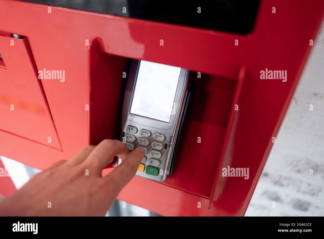 person's hand enter password and push buttons to make a payment Stock ...