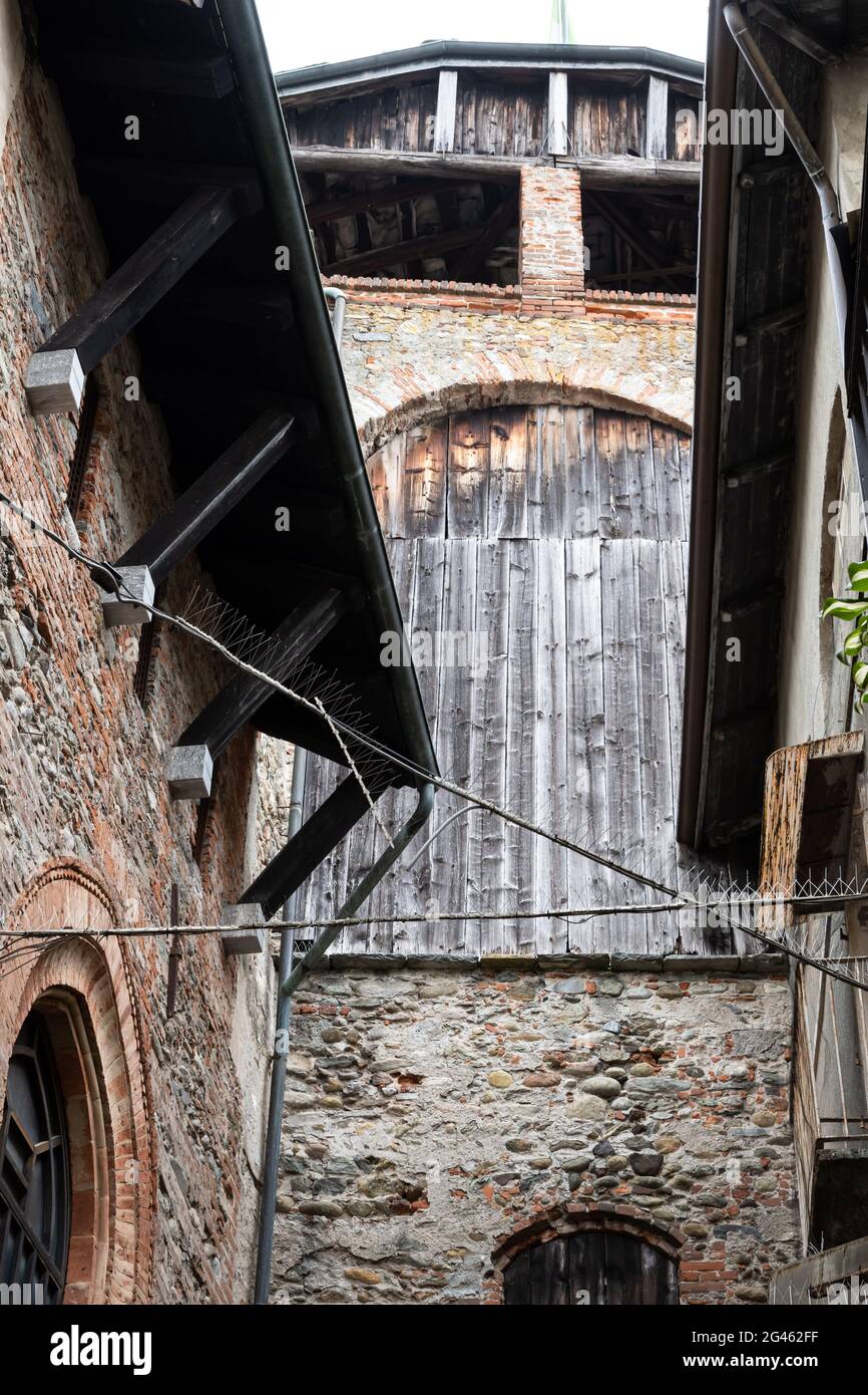 Lanzo-italy-June 2021 The historic center of the characteristic village ...