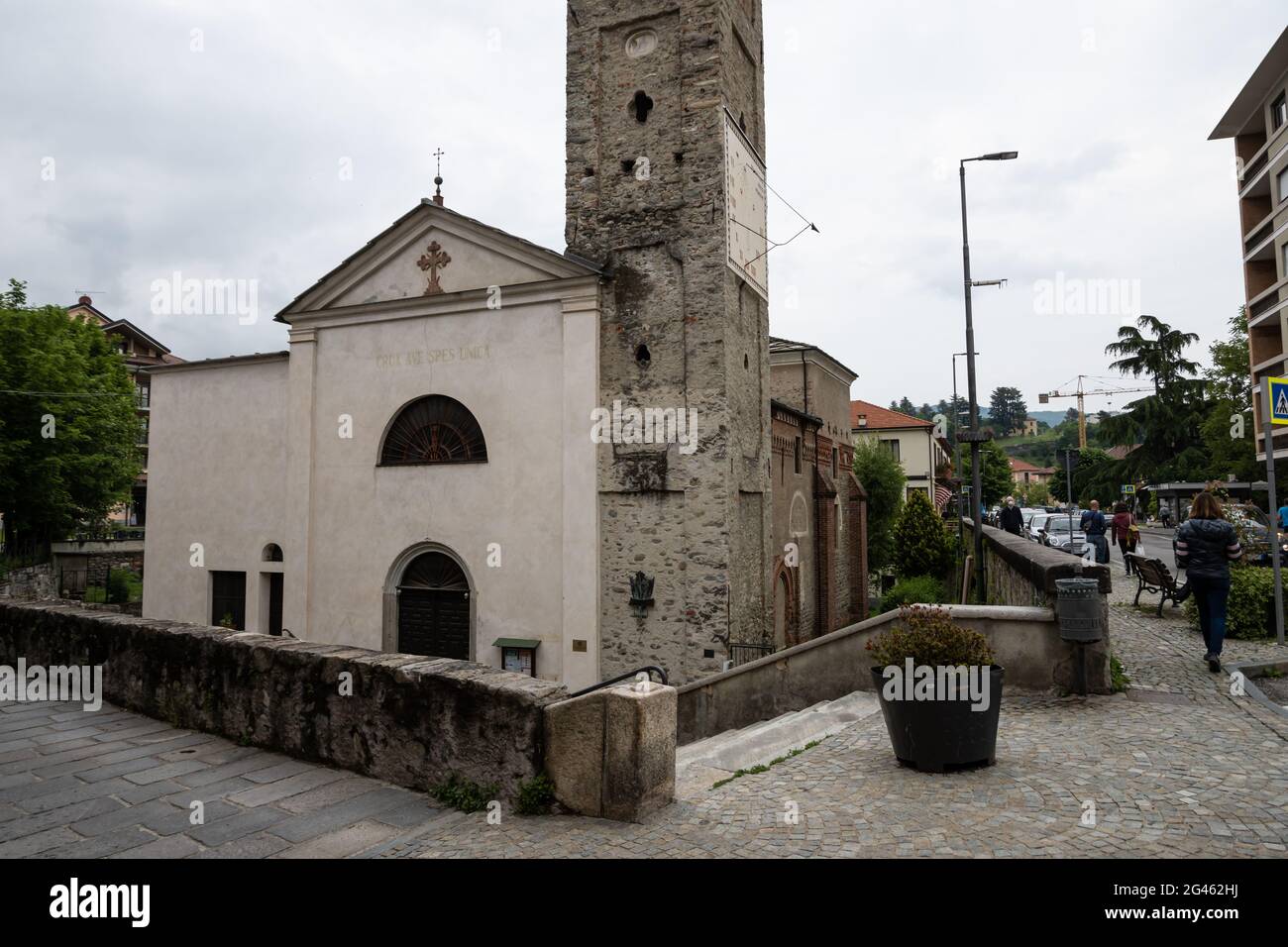 Lanzo-italy-June 2021 The historic center of the characteristic village ...