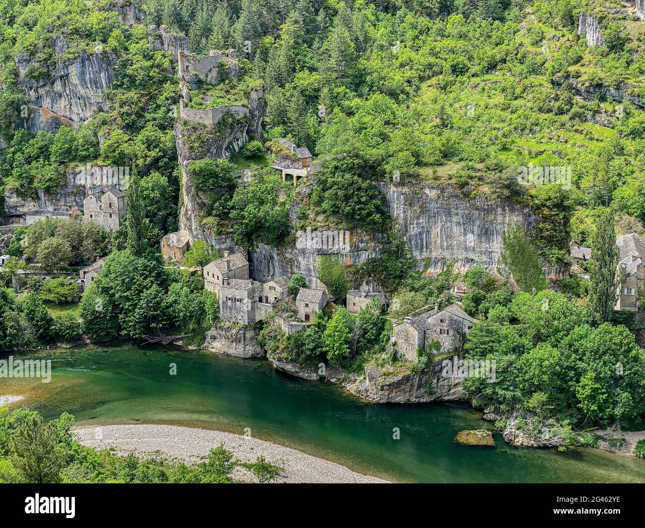 Small french village of Castelbouc in the Gorges du Tarn in France ...