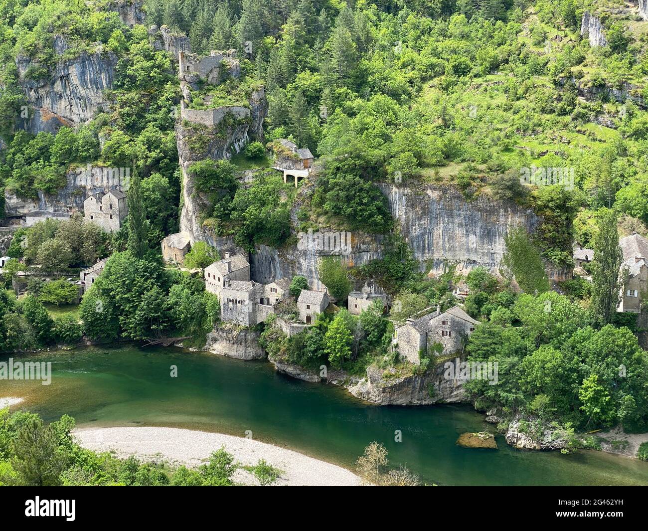 Small french village of Castelbouc in the Gorges du Tarn in France ...