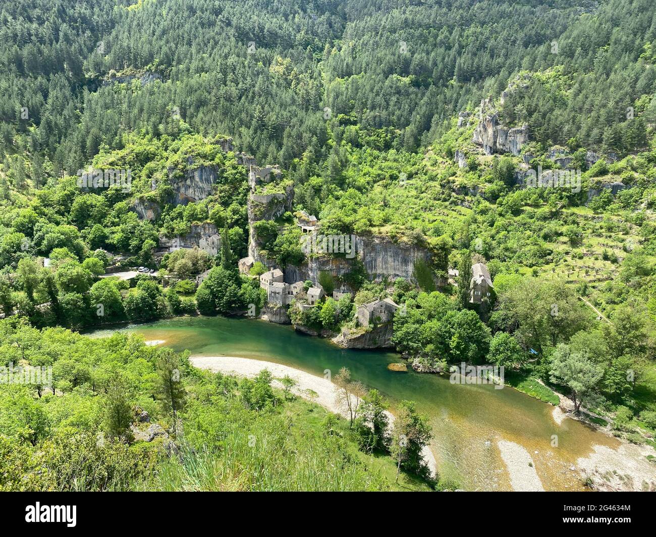 Small french village of Castelbouc in the Gorges du Tarn in France ...