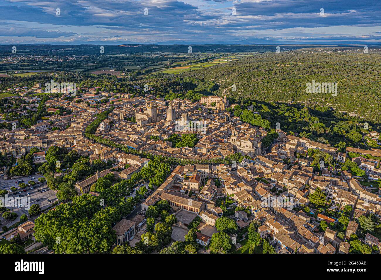 Aerial view of the historic town of Uzes, France Stock Photo - Alamy