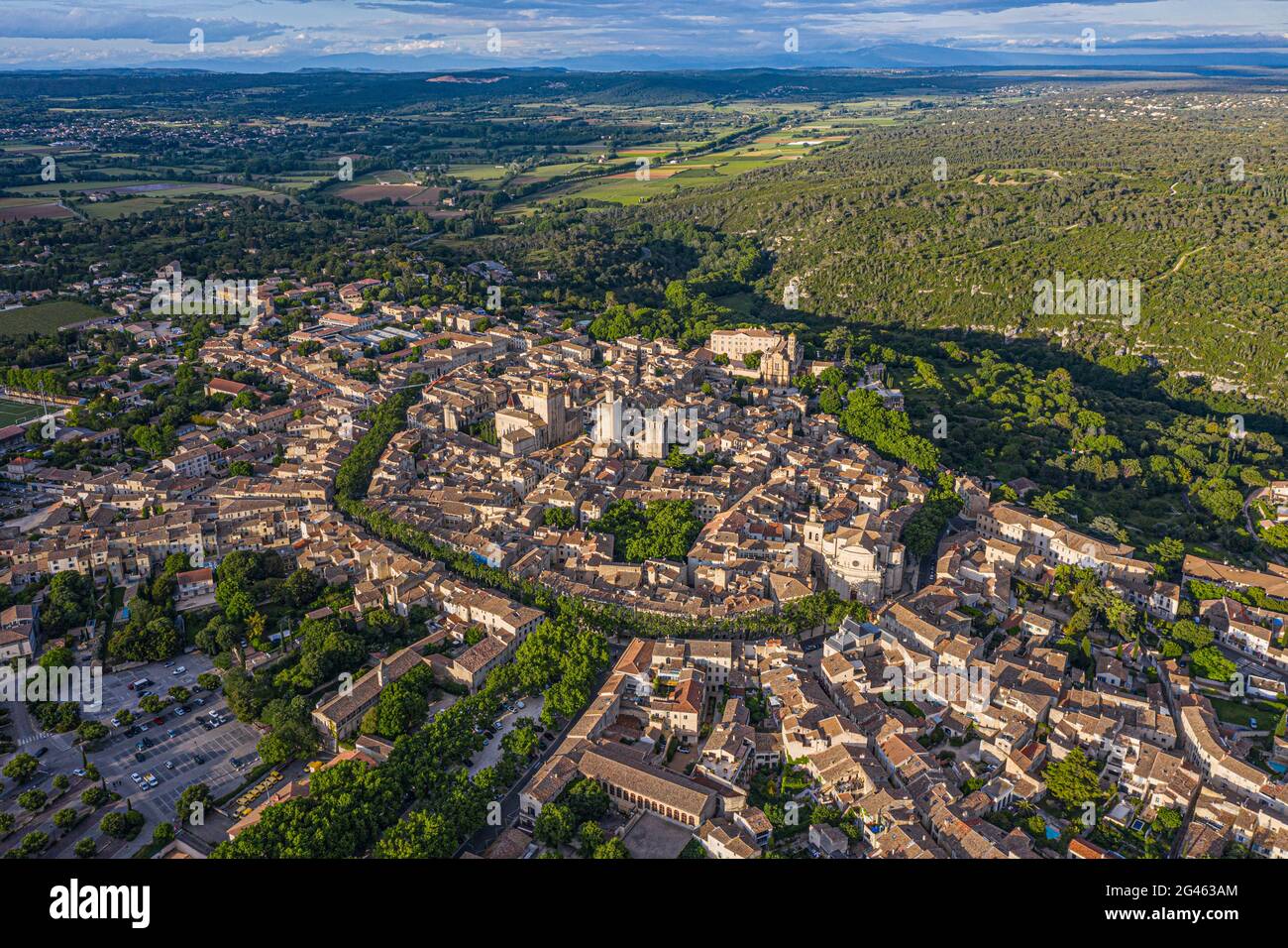 Aerial view of the historic town of Uzes, France Stock Photo - Alamy