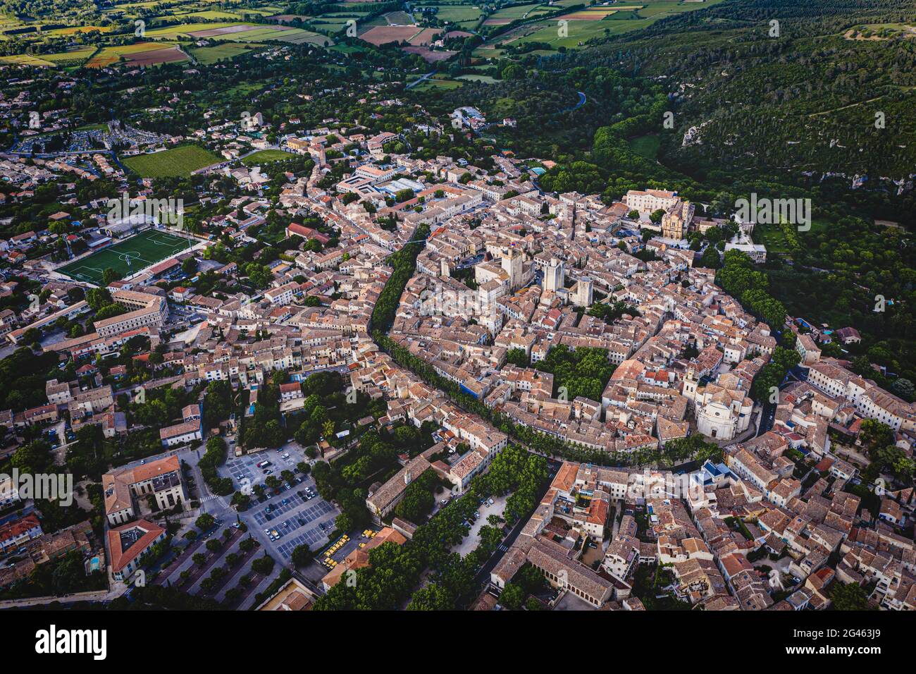 Aerial view of the historic town of Uzes, France Stock Photo - Alamy