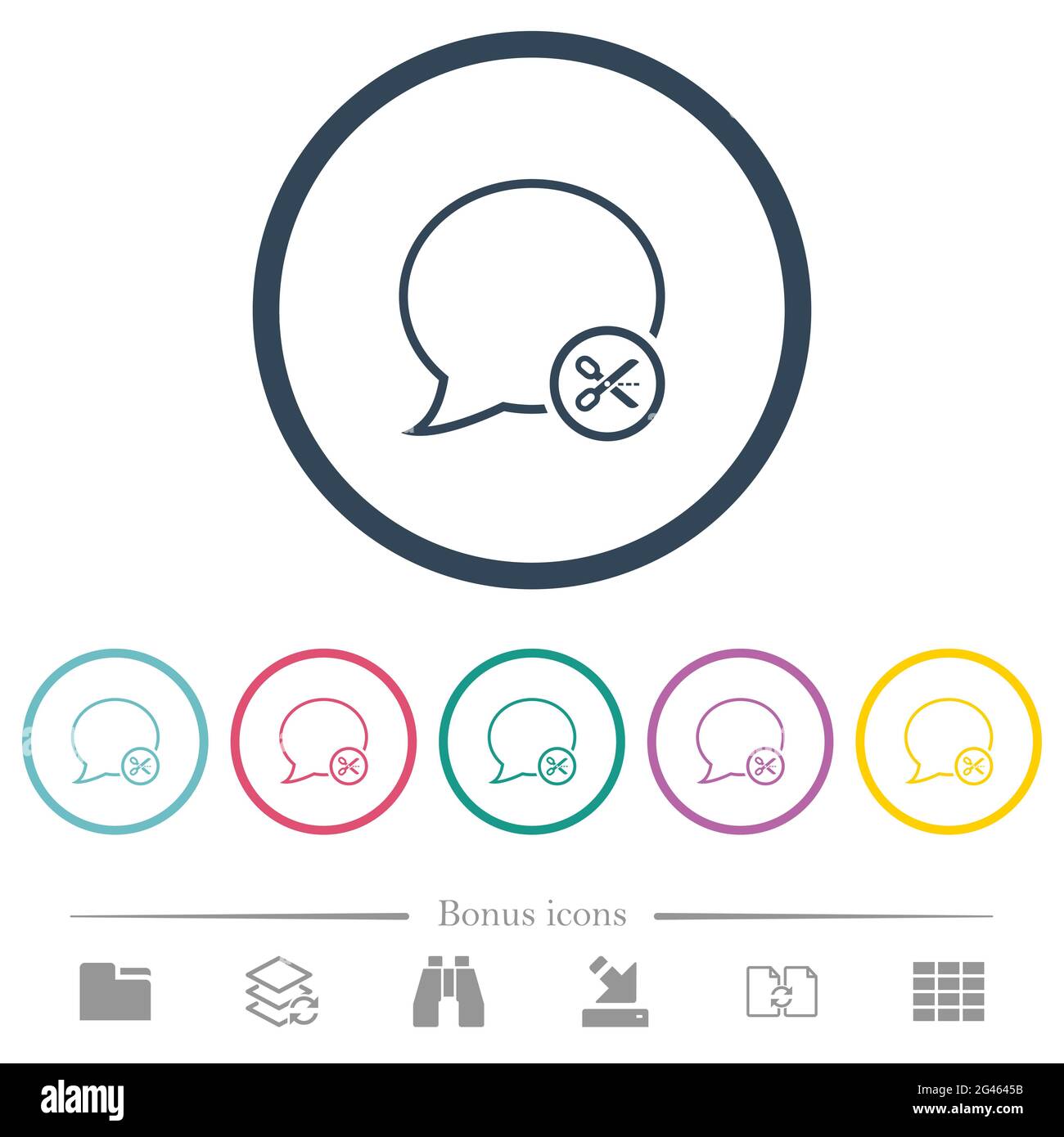 Cut message flat color icons in round outlines. 6 bonus icons included ...