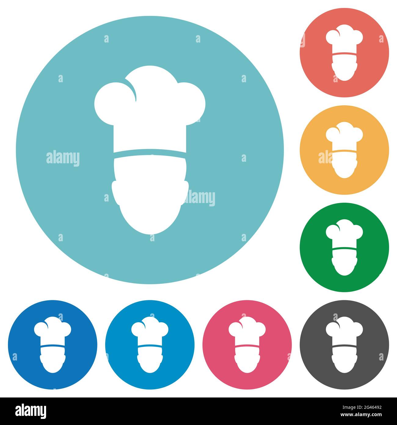 Chef flat white icons on round color backgrounds Stock Vector Image ...