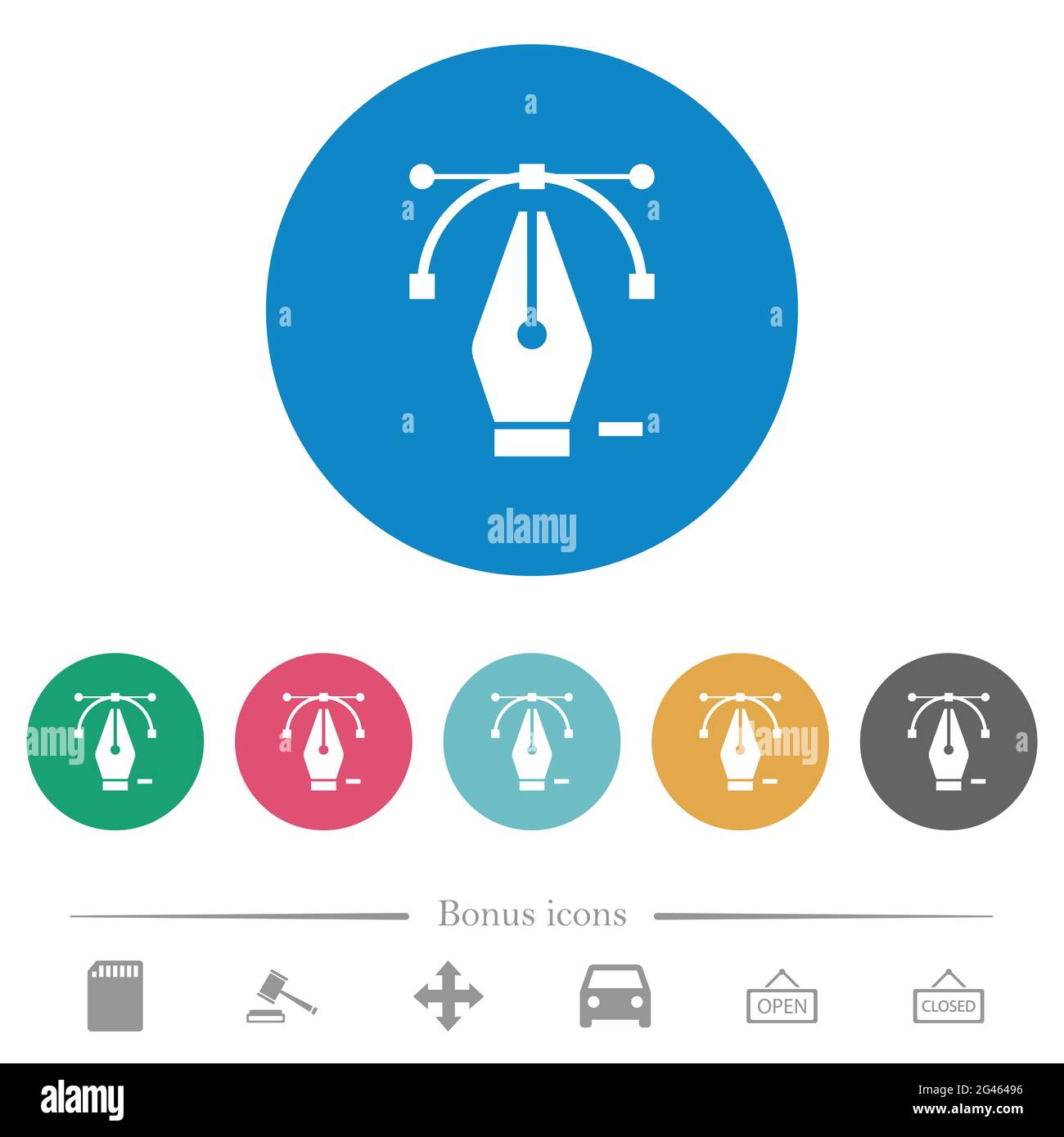 Deleting editing point with pen tool flat white icons on round color ...