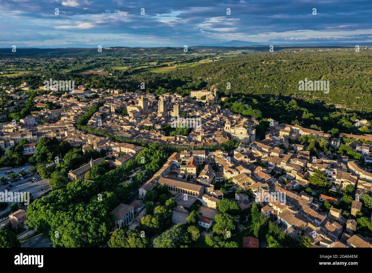 Aerial view of the historic town of Uzes, France Stock Photo - Alamy