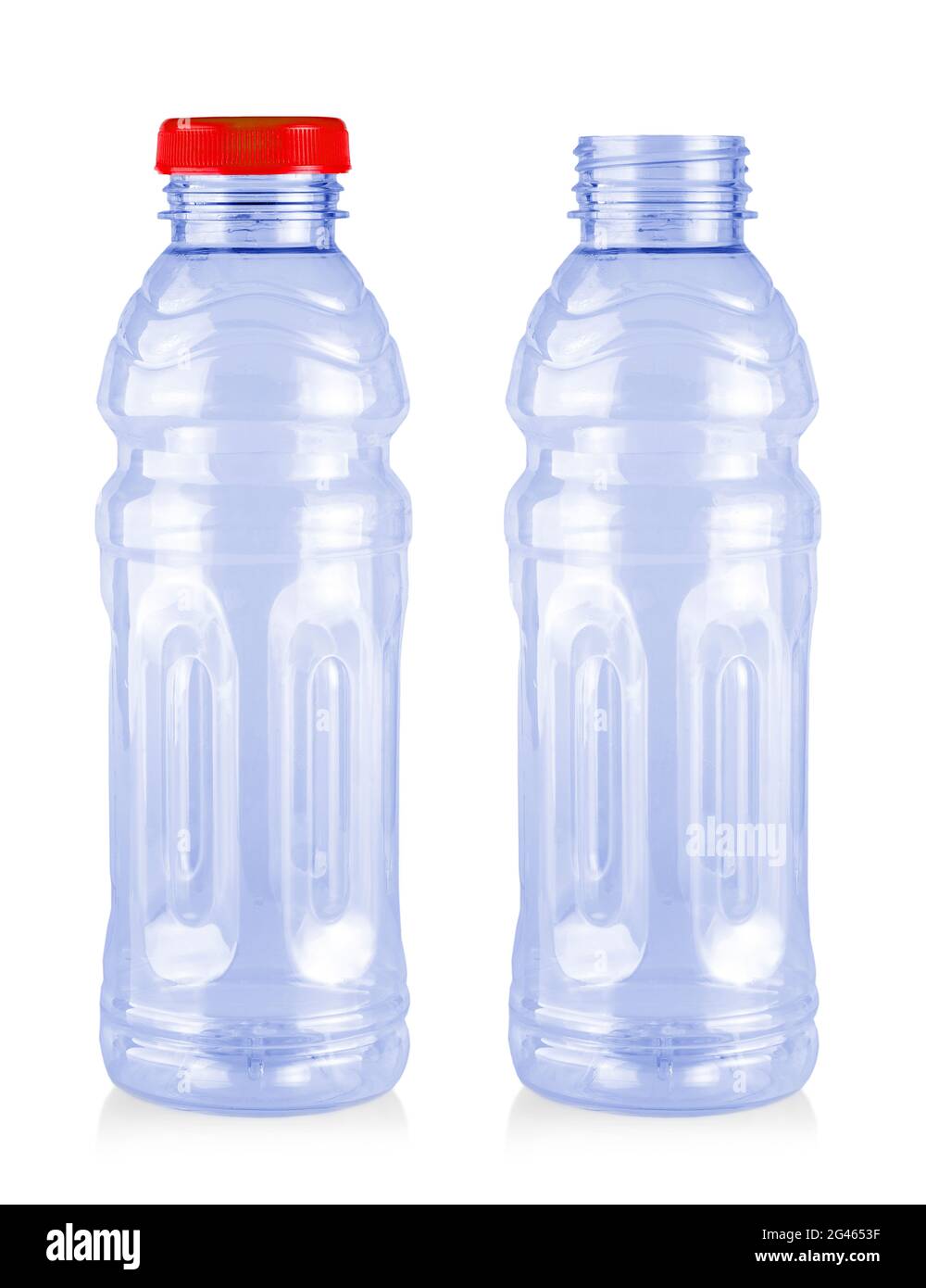 close up empty plastic bottles isolated on white background Stock Photo ...