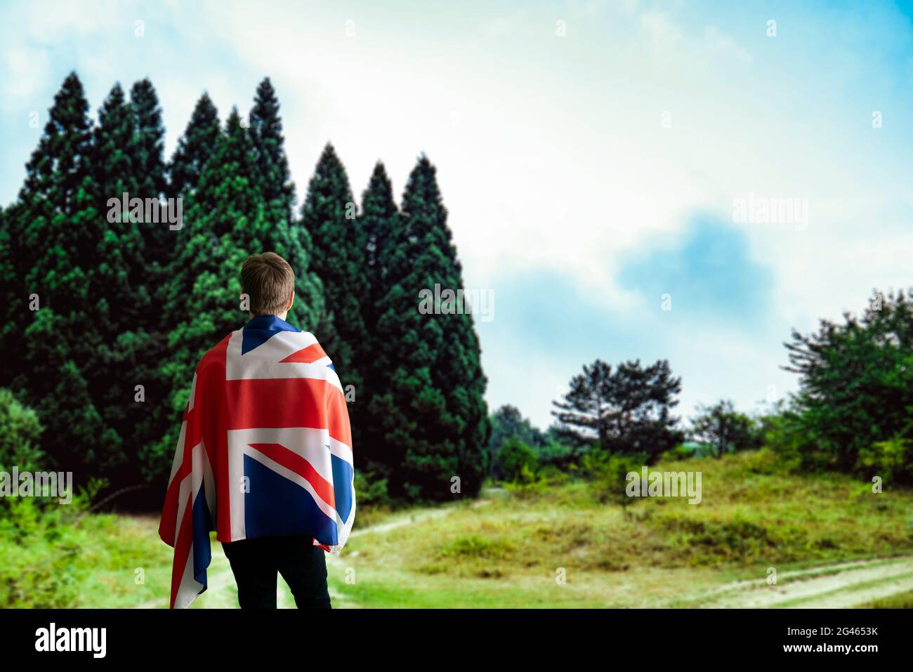 male person with a UK national flag, patriotism and freedom concept ...