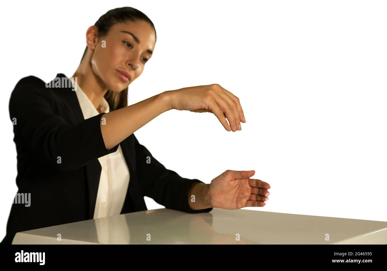 Woman hands out giving hi-res stock photography and images - Alamy