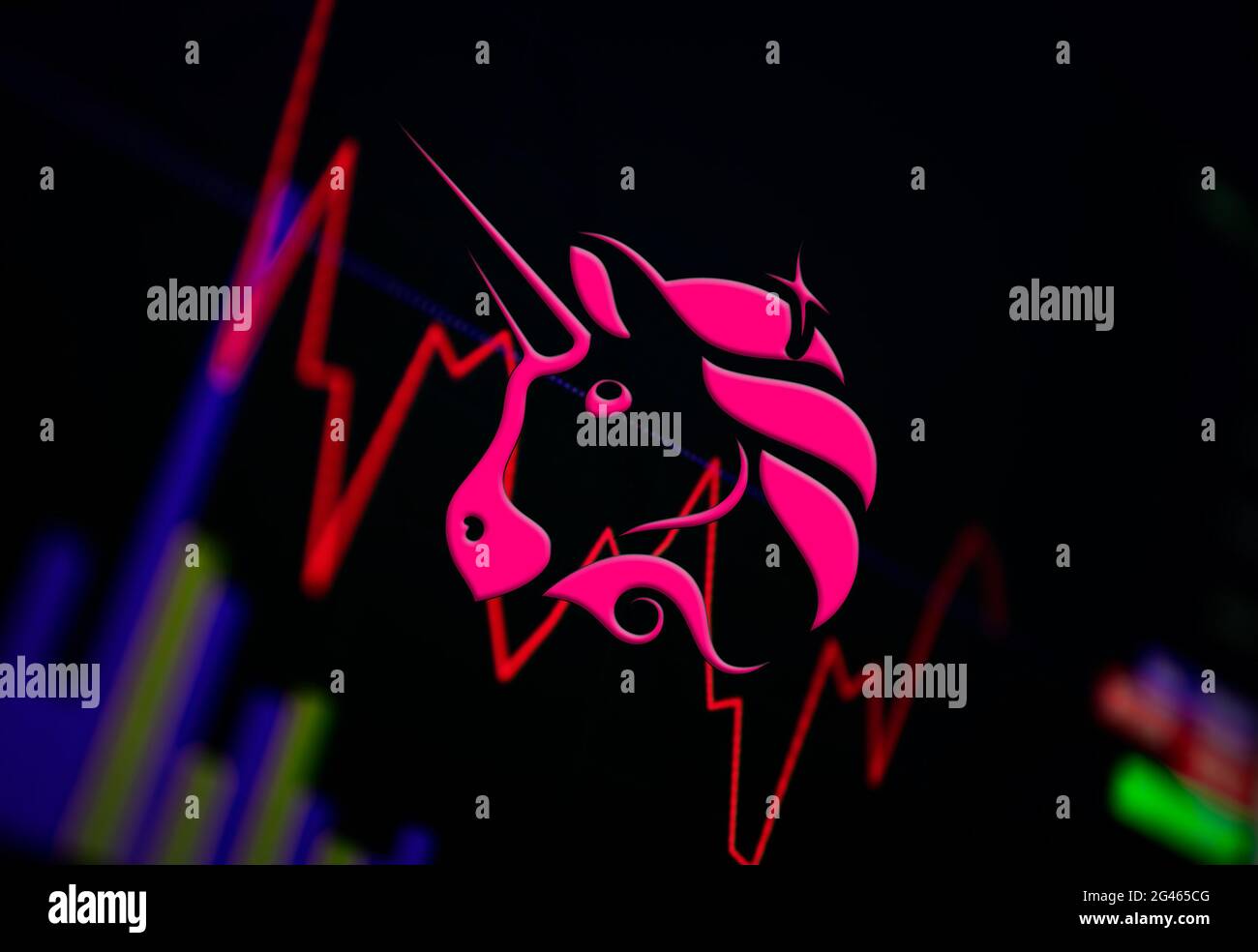 Uniswap UNI Cryptocurrency. coin growth chart on the exchange, chart ...