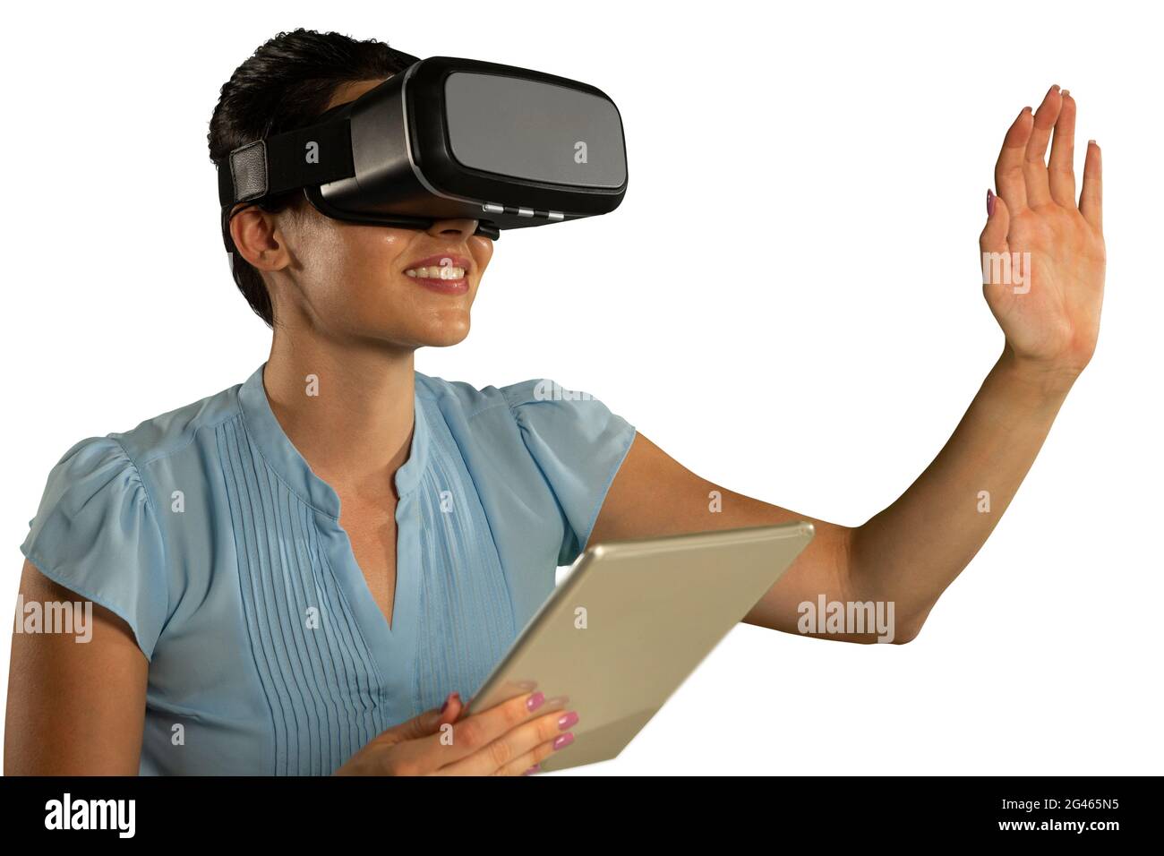 Hand young woman using mobile Cut Out Stock Images & Pictures - Alamy