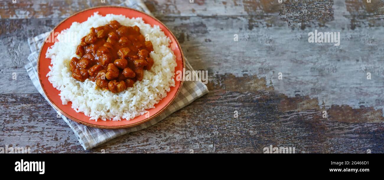 Vegan curry rice on a plate. Healthy food. Diet Stock Photo - Alamy