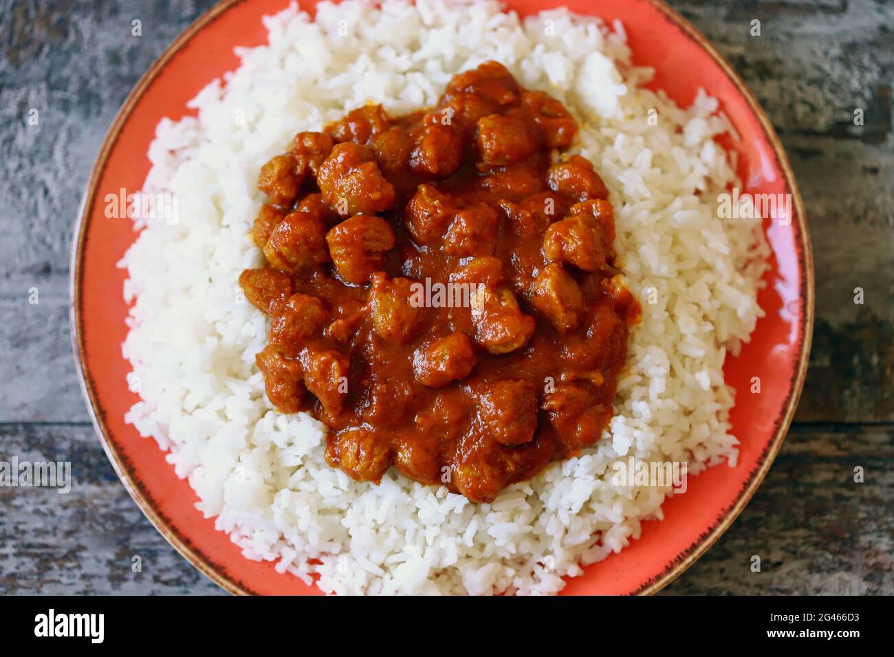 Vegan curry rice on a plate. Healthy food. Diet Stock Photo - Alamy
