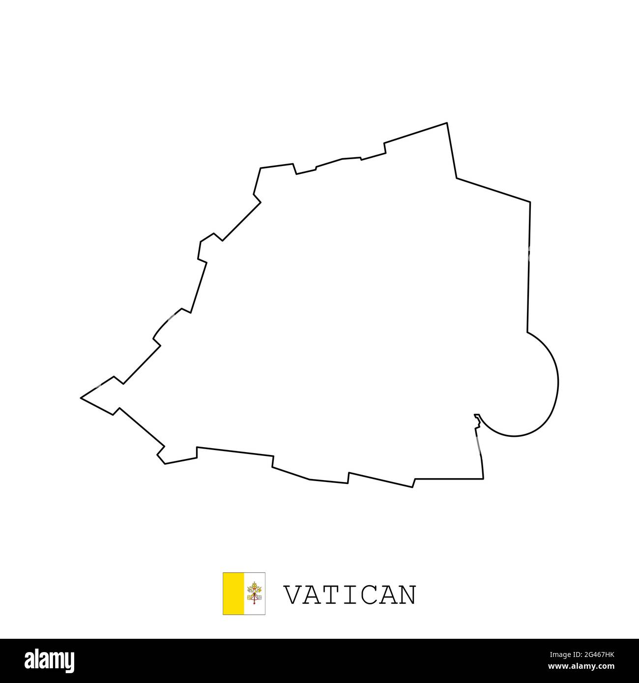 Vatican map line, linear thin vector simple outline e and flag. Black on white background Stock ...