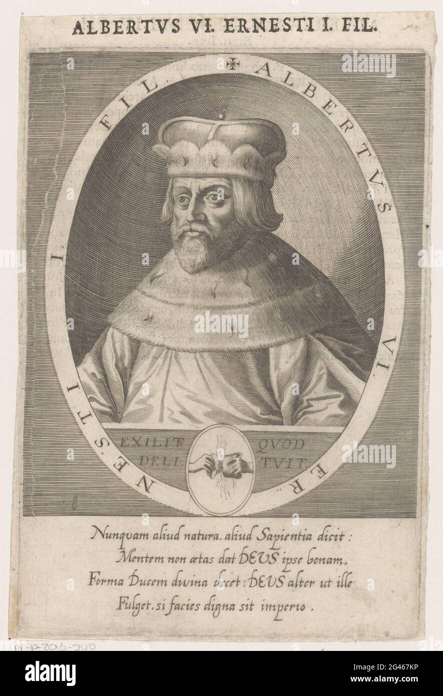 Portrait of Albrecht III, Duke of Bavaria. In the middle of his motto ...
