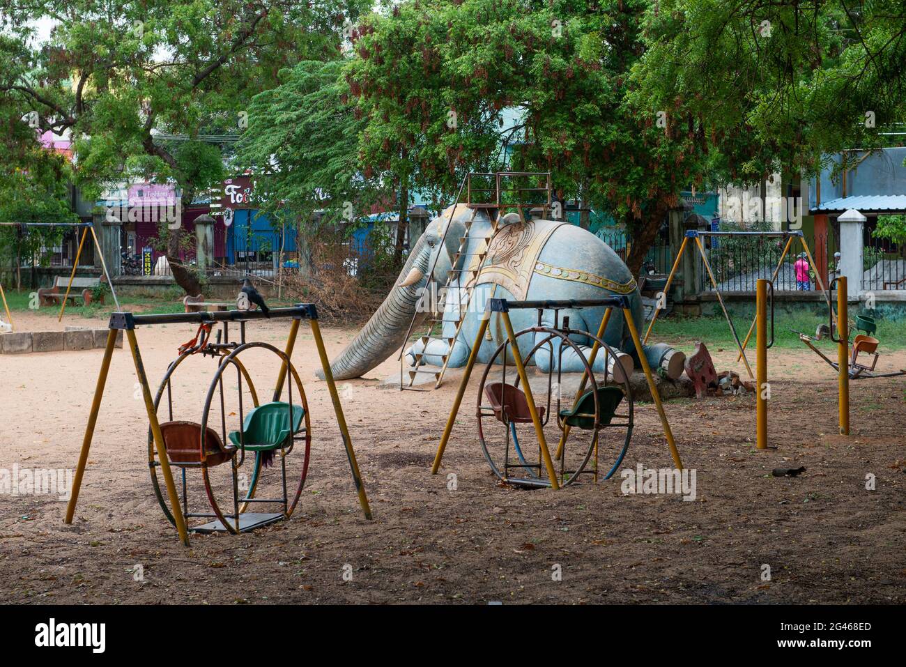PONDICHERRY, INDIA - June 2021: Empty playground for children during ...