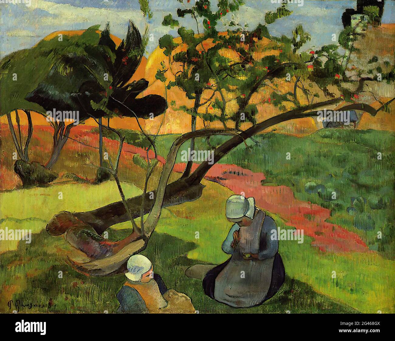 Paul Gauguin - Landscape with Two Breton Women 1889 Stock Photo - Alamy