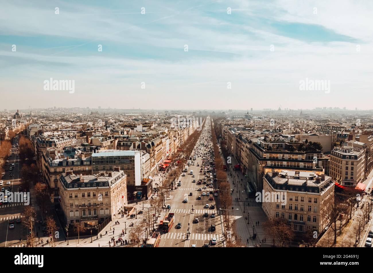 Landscape of the residential buildings of Paris under a cloudy sky in ...